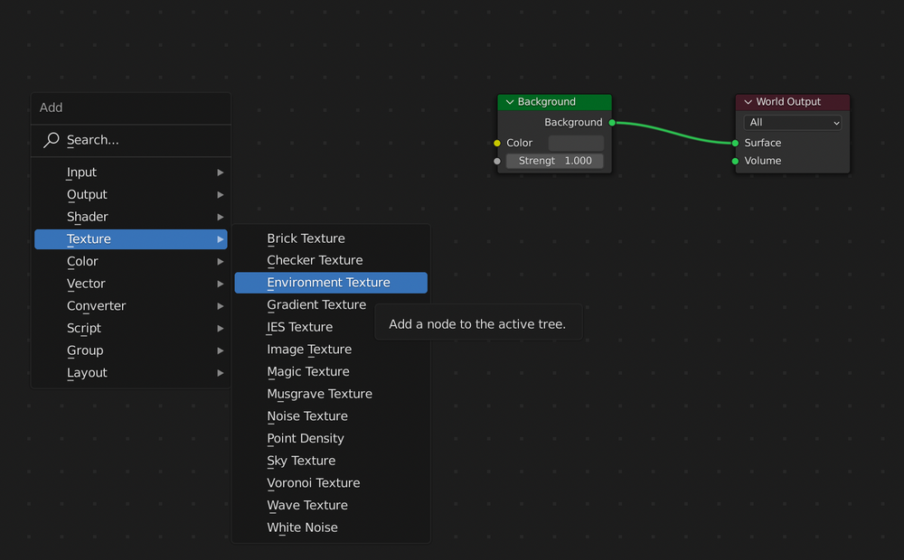 HDRI environment texture in Blender